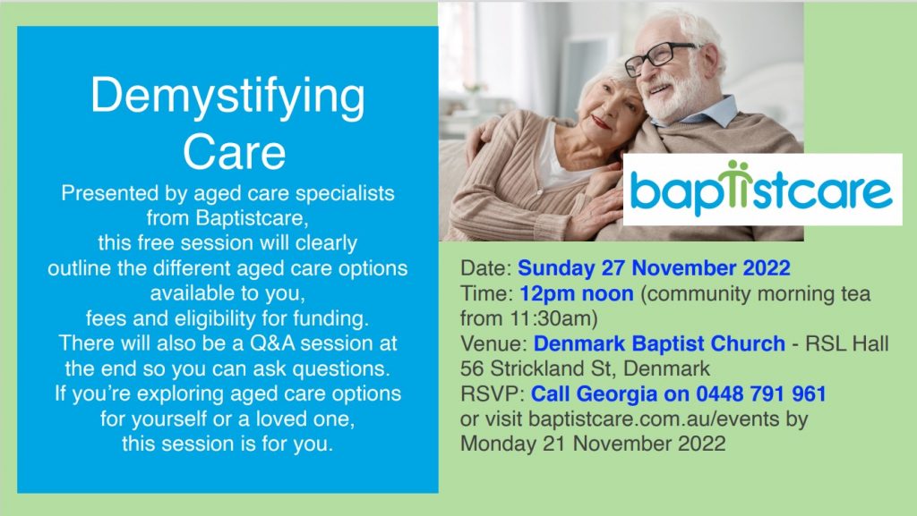 Demystifying Aged Care – Denmark Baptist Church